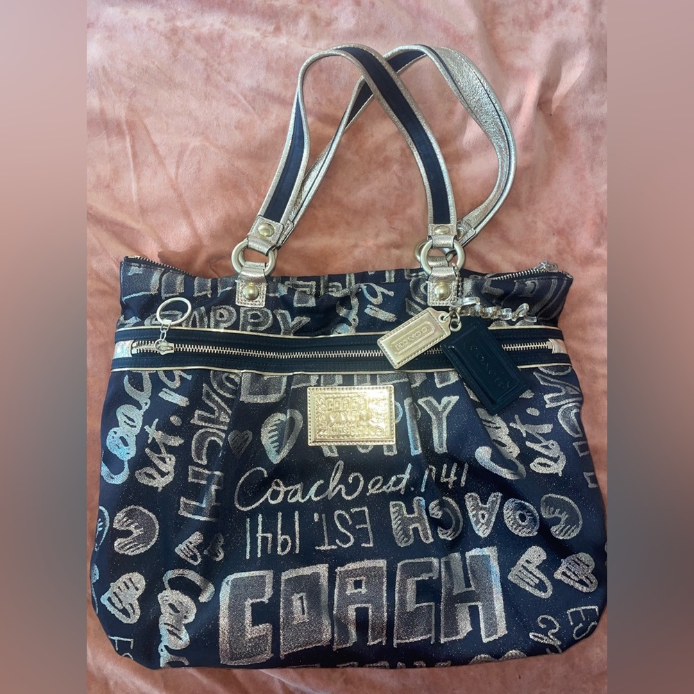 Rare Coach Poppy Black & Gold Bag - Gem